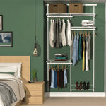 124cm Open Wardrobe System with 1 Basket, 4 Shelves, 2 Clothes Rails ...